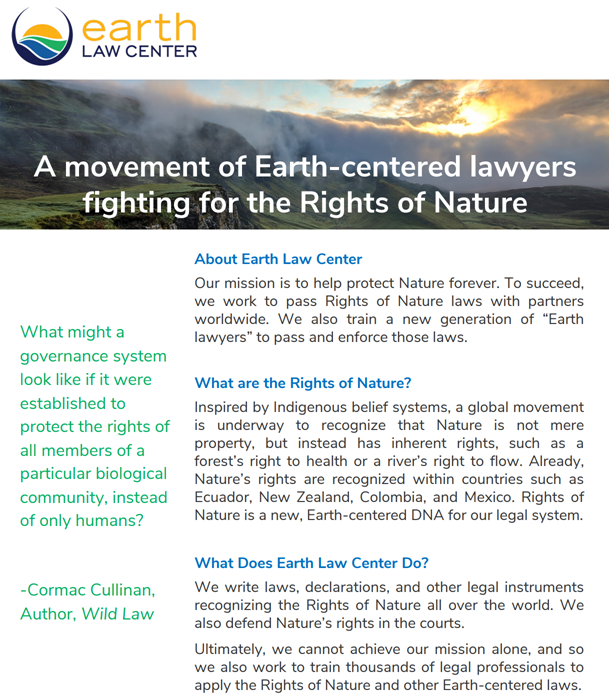 2024년 미국 Earth Law Center (미국환경단체) 인턴십